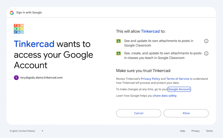 Tinkercad add-on for Google Classroom - Tinkercad